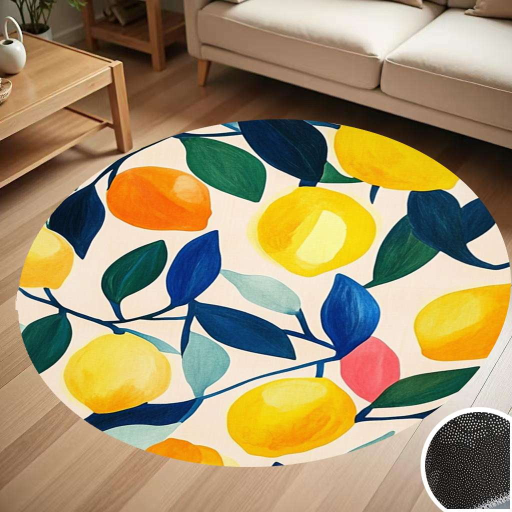 Colorful Lemon Pattern Round Carpet Living Room Bedroom Home Decoration ...