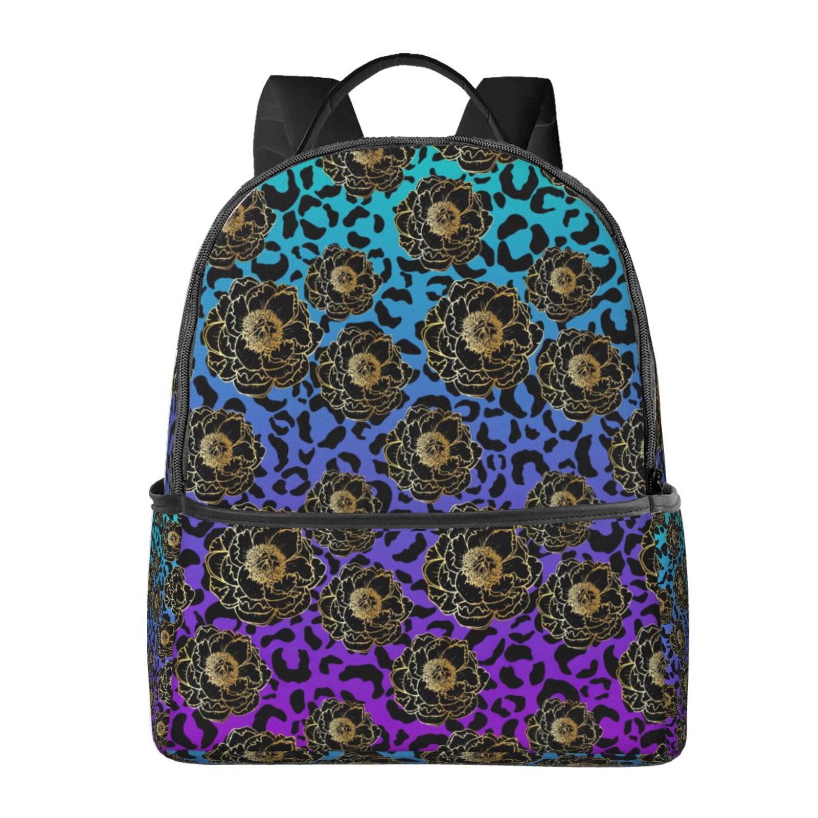 Colorful Leopard Black Gold Rose Backpack for Men Women Laptop Backpack ...