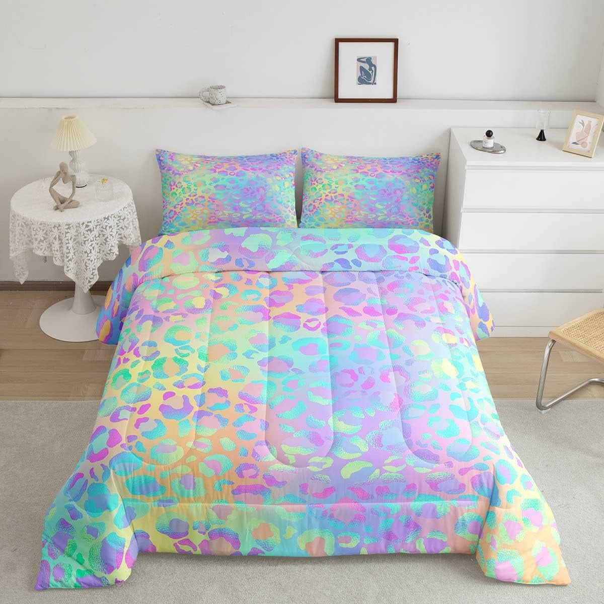 Colorful Leopard Comforter Set Safari Cheetah Print Bedding Set Modern ...