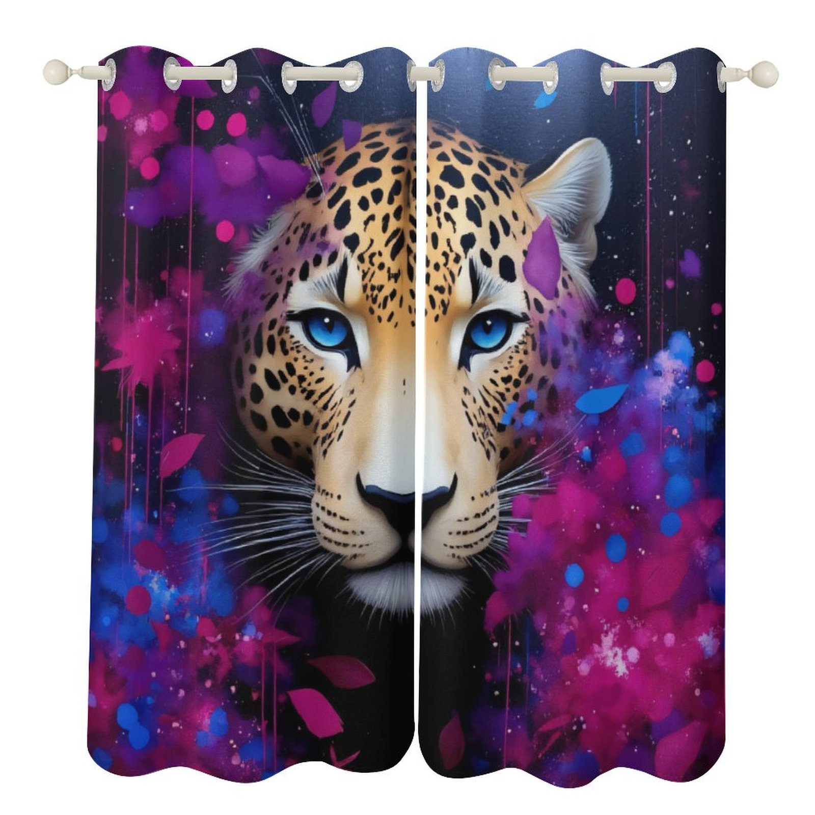 Colorful Leopard Portrait 2 Panels Curtains for Bedroom Living Room ...