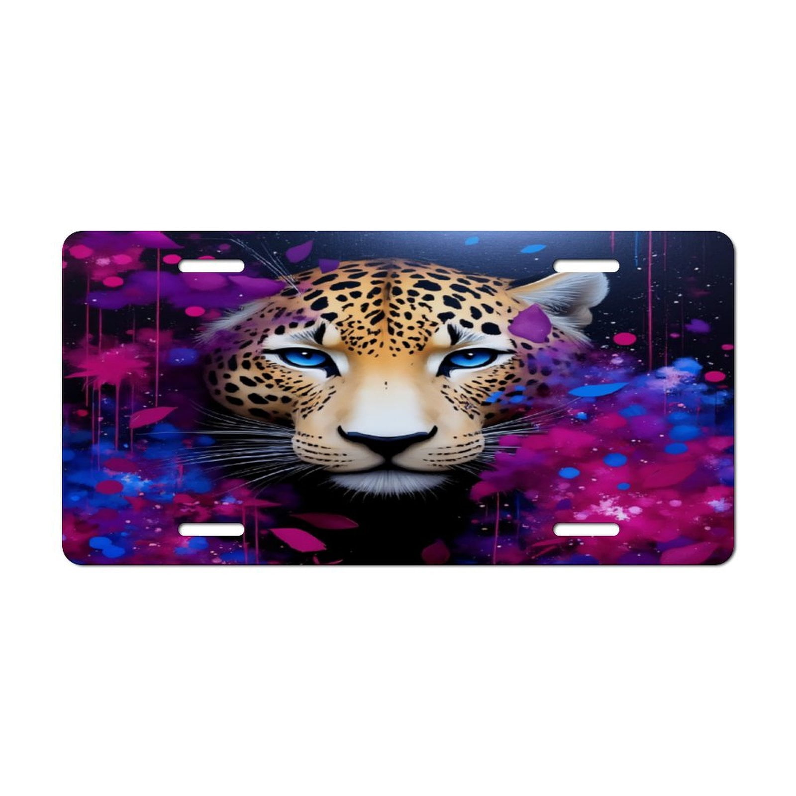 Colorful Leopard Portrait Car Decorative Front License Plate,Vanity Tag ...
