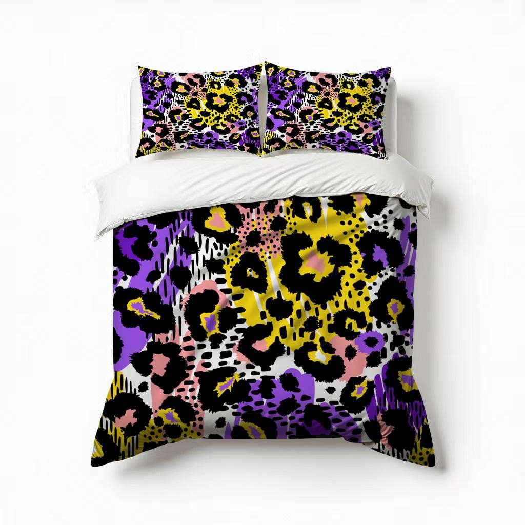 Colorful Leopard Print Bedding Set 3 Pcs Soft Microfiber Quilt Cover ...