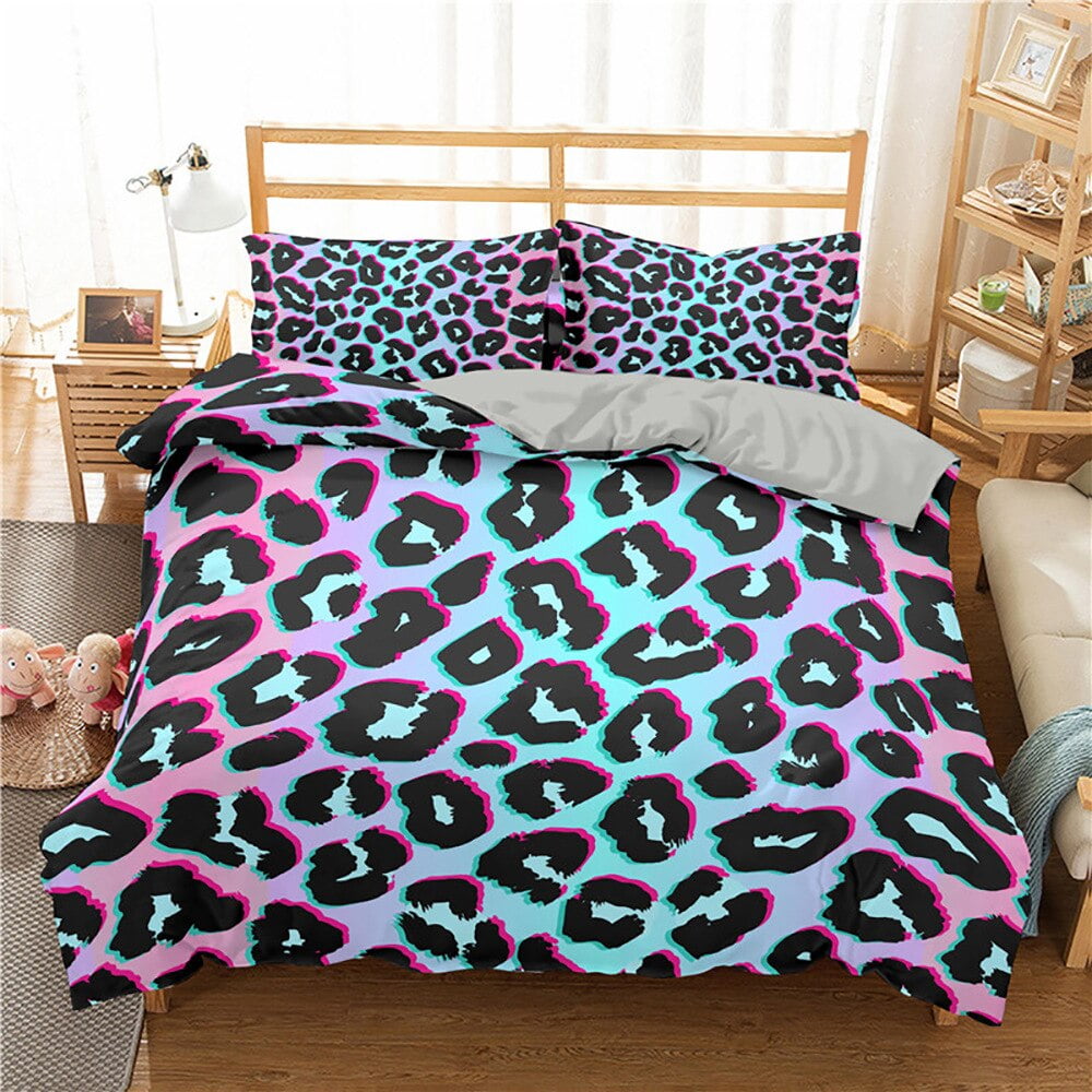 Colorful Leopard Print Duvet Cover Twin Size Safari Cheetah Print ...