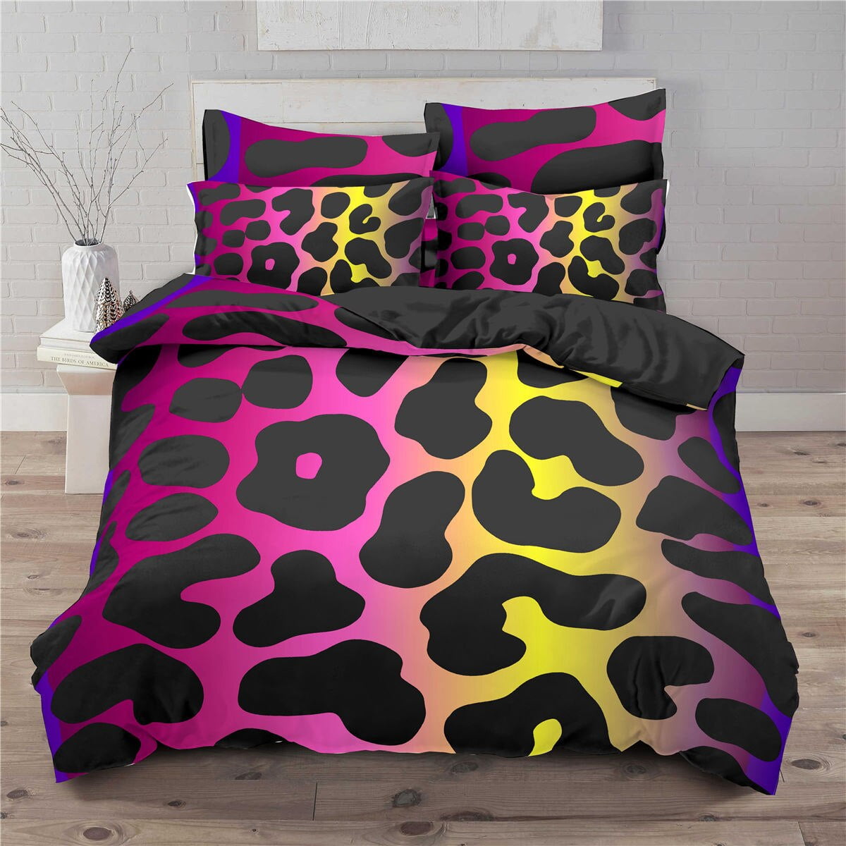 Colorful Leopard Print Duvet Cover Twin Size Safari Cheetah Print
