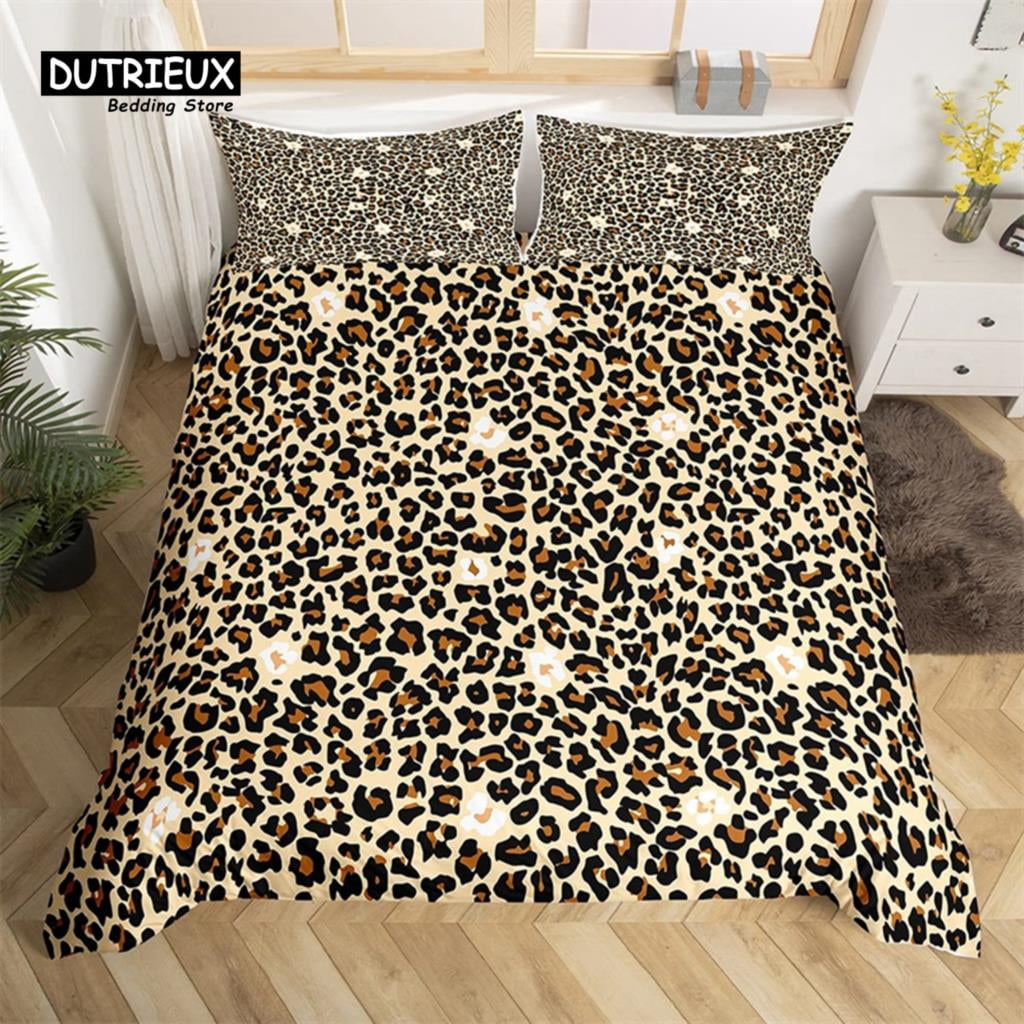 Colorful Leopard Print Duvet Cover Wild Animal Bedding Set Microfiber ...