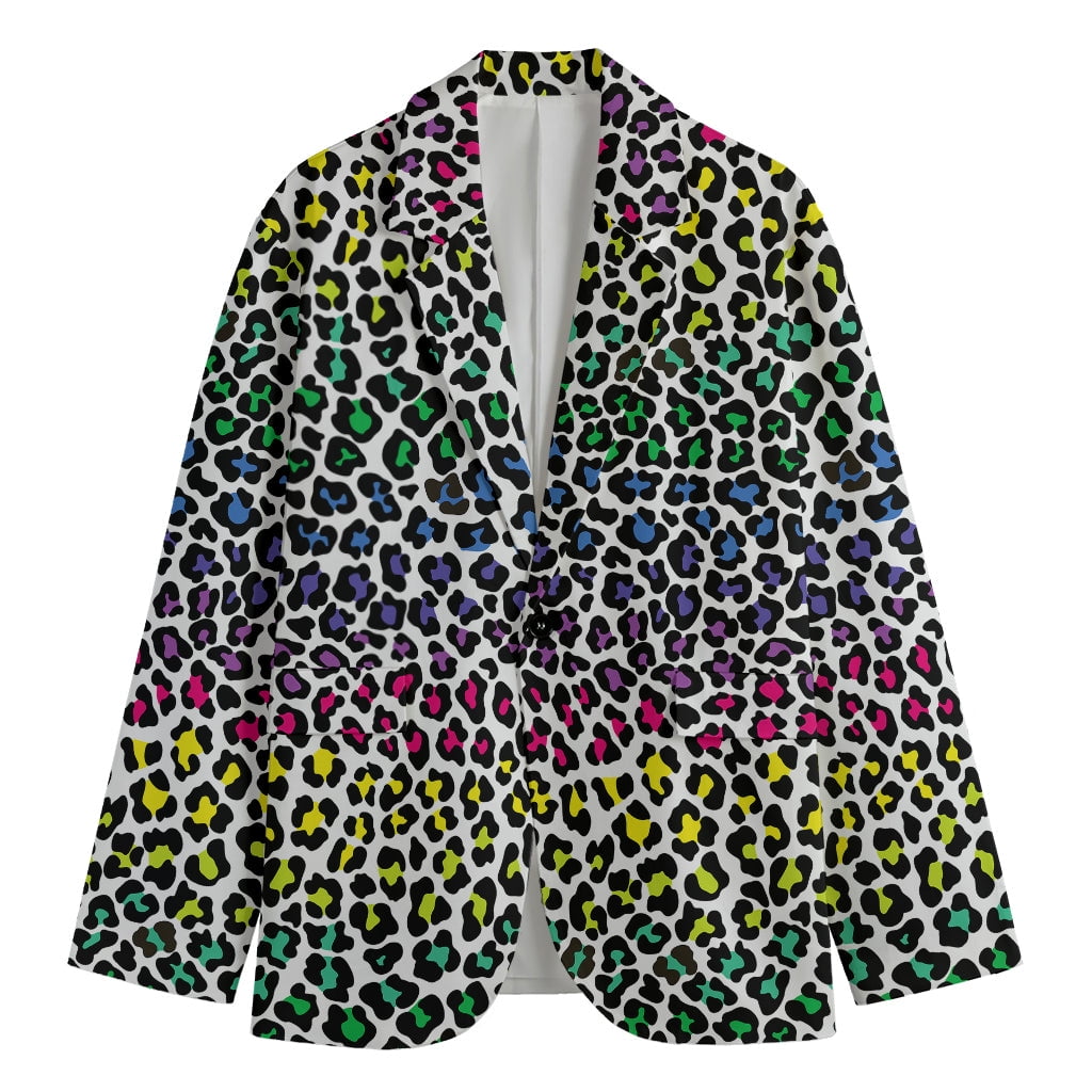 Colorful Leopard Print Men'S Blazer, Wide Animal Fun Novelty Blazer ...