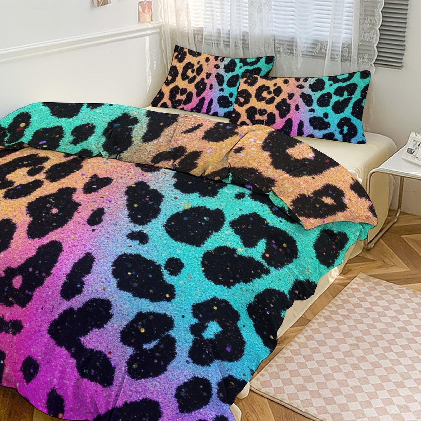 Colorful Leopard Print Pattern 3D Duvet Cover Set Quilt Cover Theme of ...