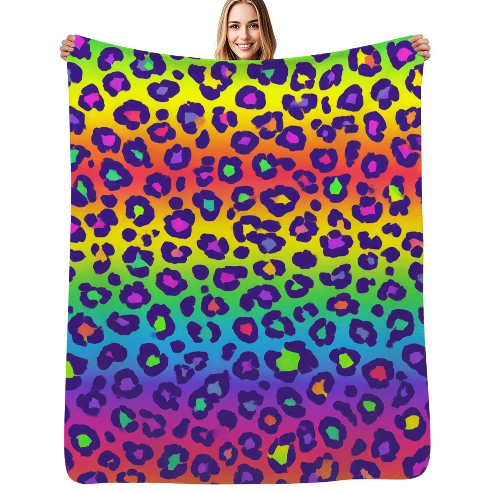 Colorful Leopard Print Pattern Flannel Blankets Soft Throw Blanket ...