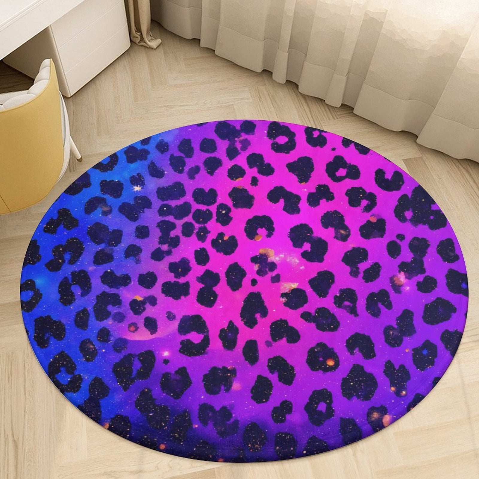 Colorful Leopard Print Pattern Round Area Rugs for Bedroom Living Room ...