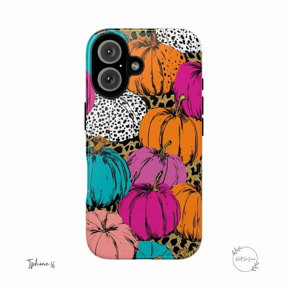 Colorful Leopard Print Pumpkin Phone Case for iPhone 12-17 Pro Max ...