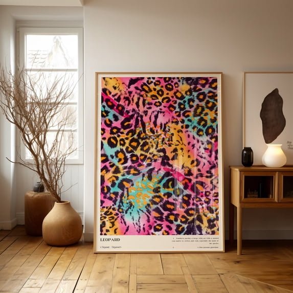 Colorful Leopard Print, Wall Art, Unframed Paper Poster 8x10in ...