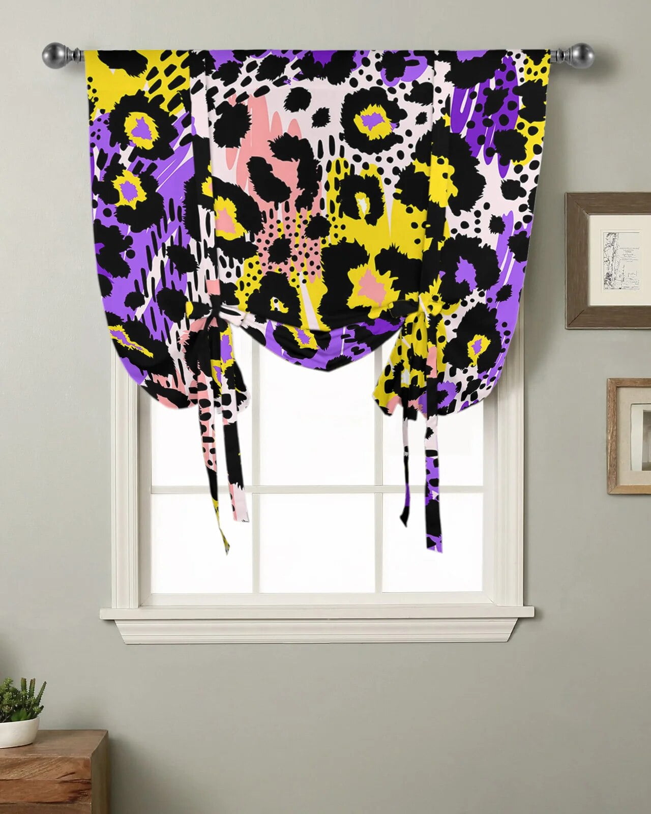Colorful Leopard Print Window Curtain for Living Room Roman Curtains ...