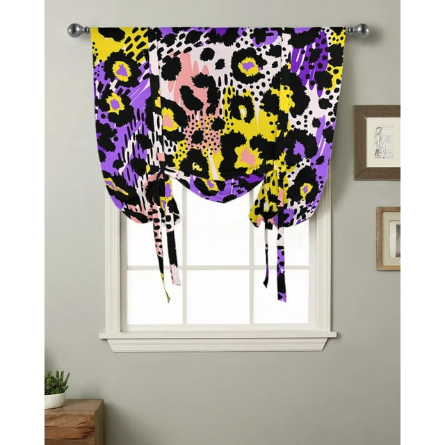 Colorful Leopard Print Window Curtain for Living Room Roman Curtains ...