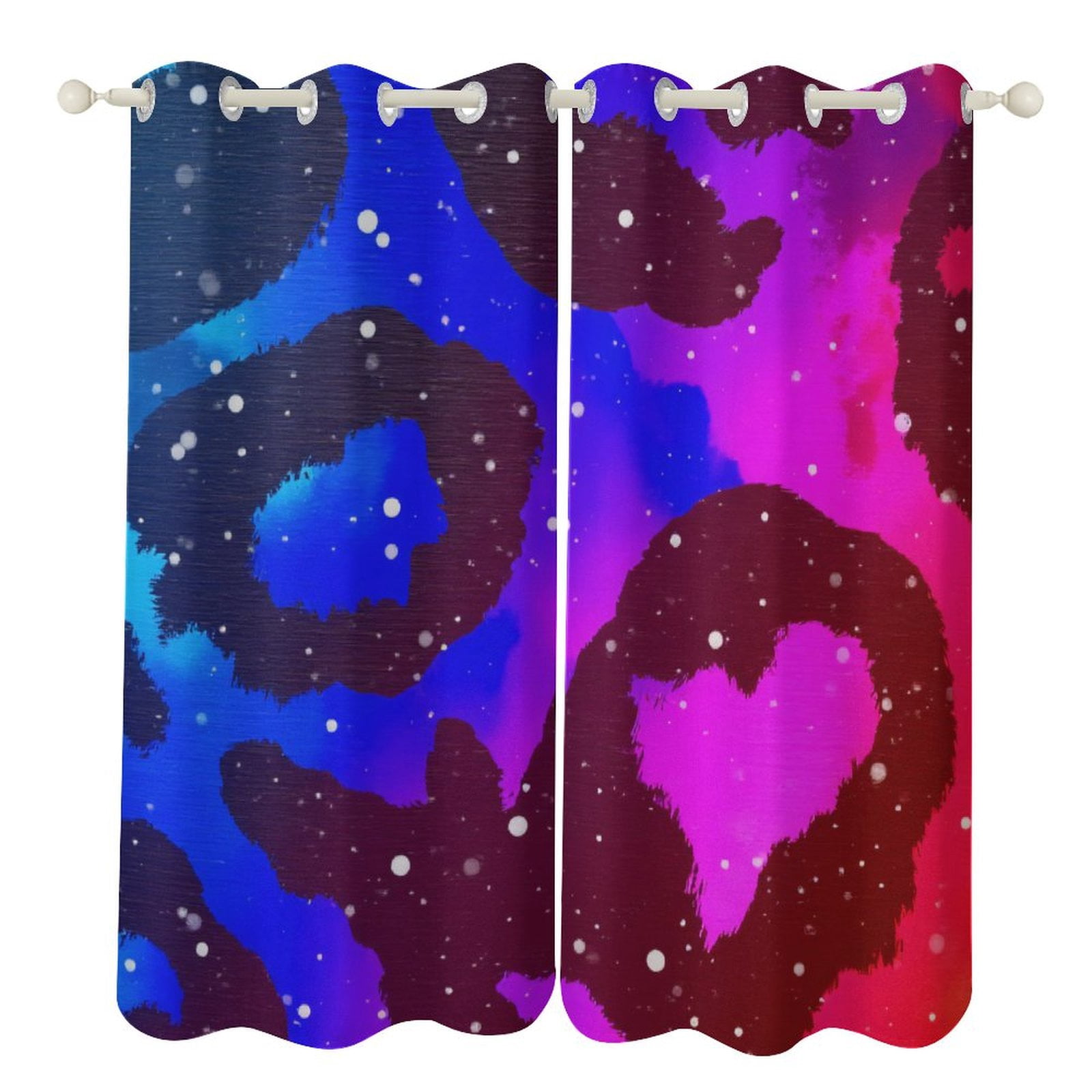Colorful Leopard Print with Hearts 2 Panels Curtains for Bedroom Living ...