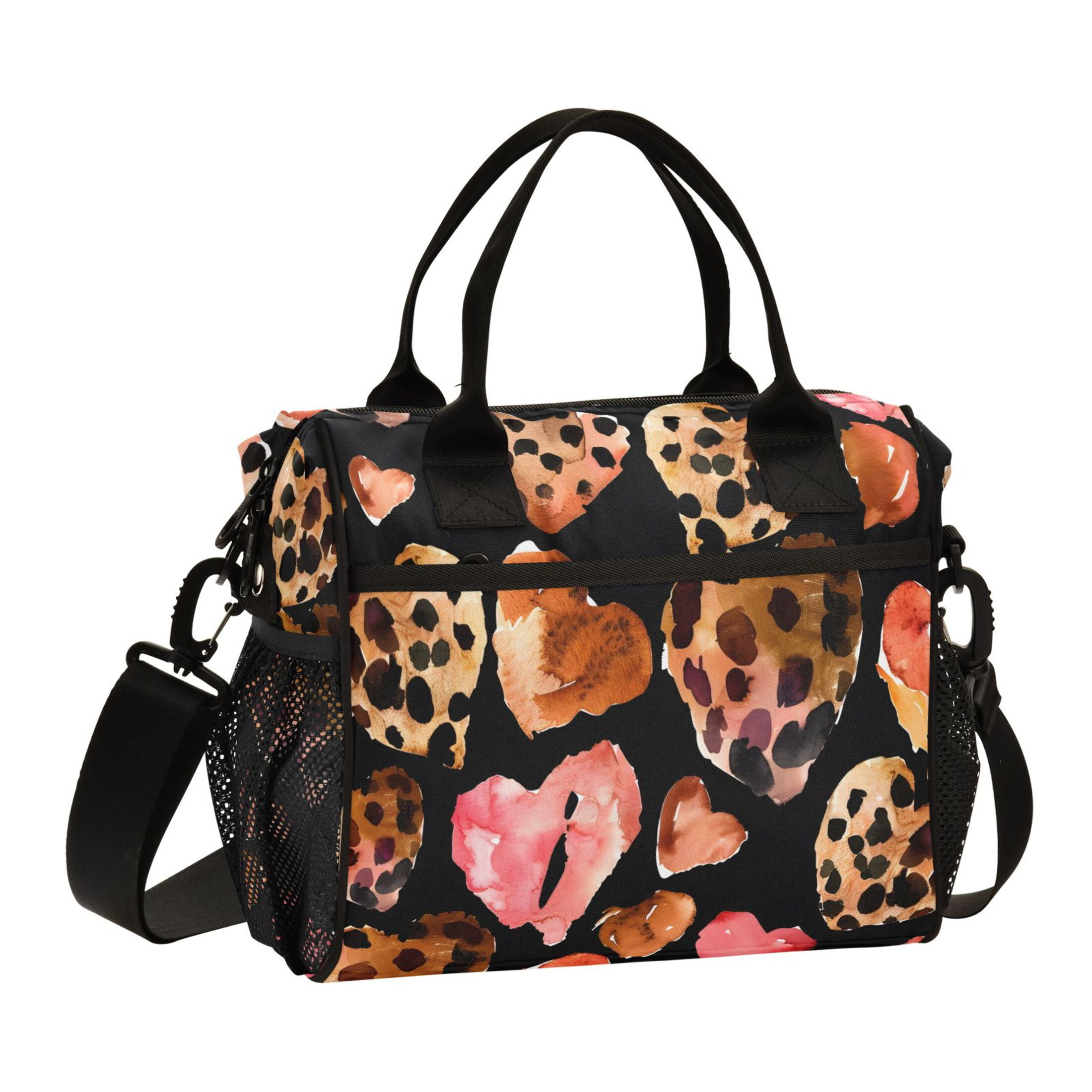 Colorful Leopard Skin Heart Lunch Bag Insulated Lunch Box Leakproof ...