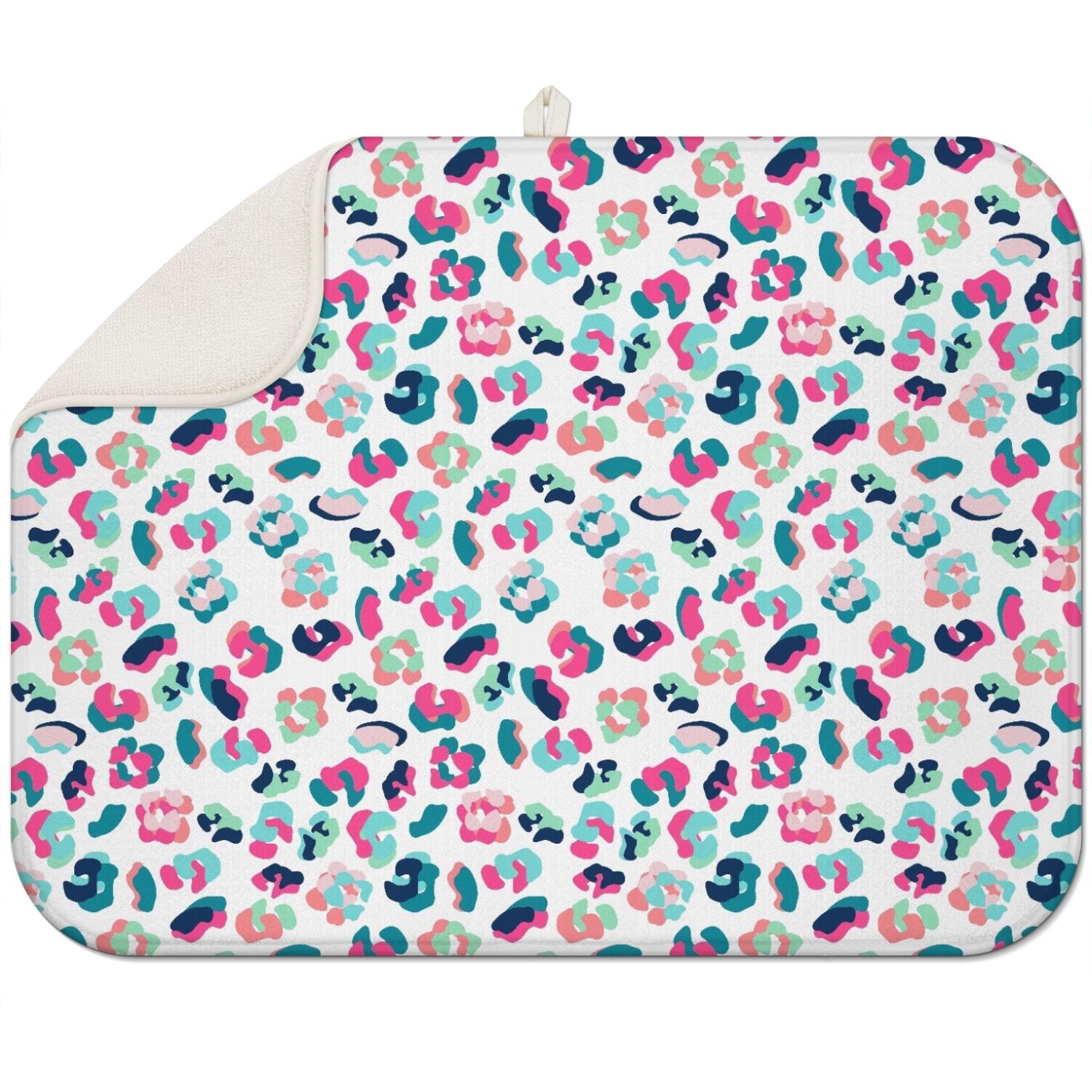 Colorful Leopard Spots Dish Mat – Vibrant Animal Print Design, Modern ...