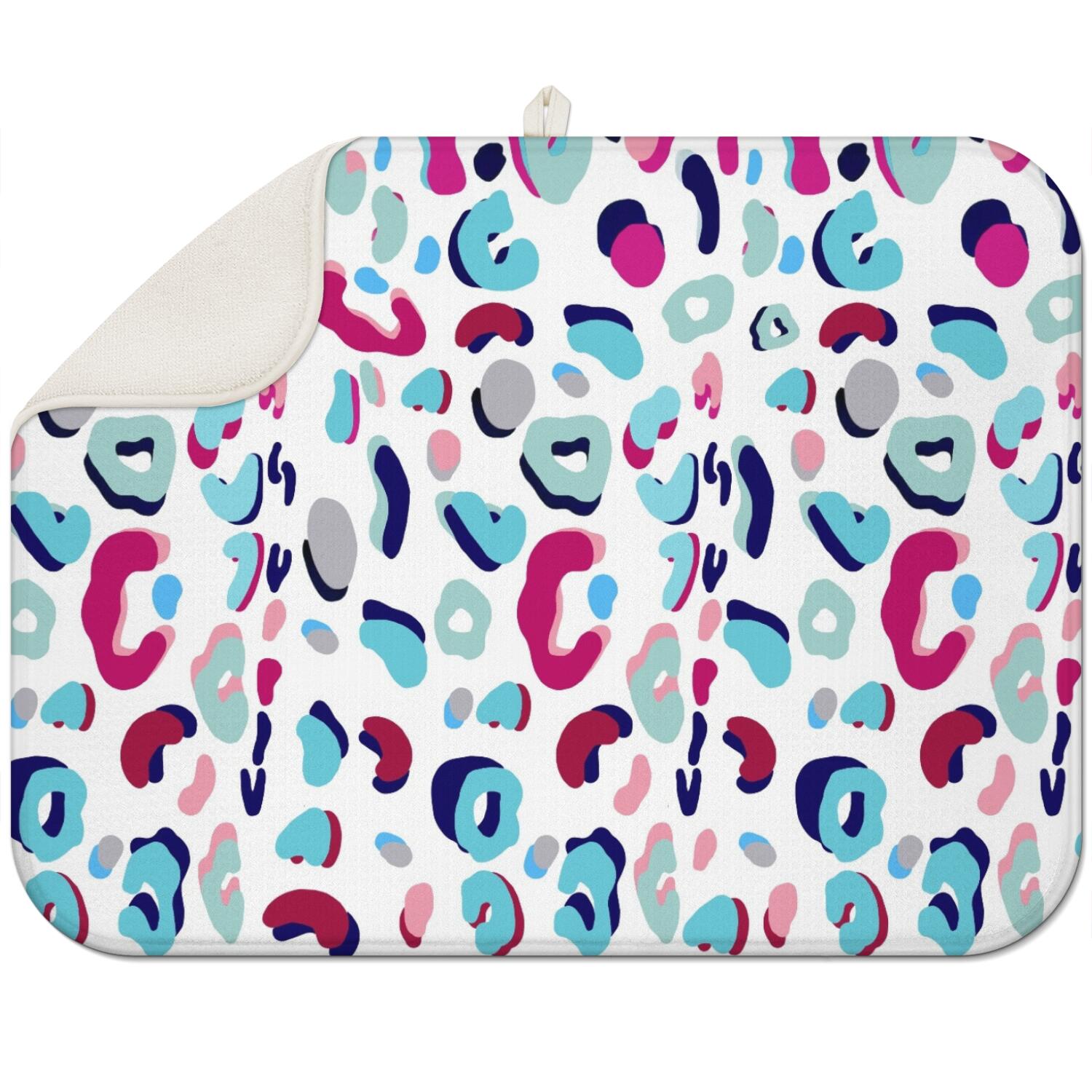 Colorful Leopard Spots Dish Mat – Vibrant Animal Print Design, Modern ...