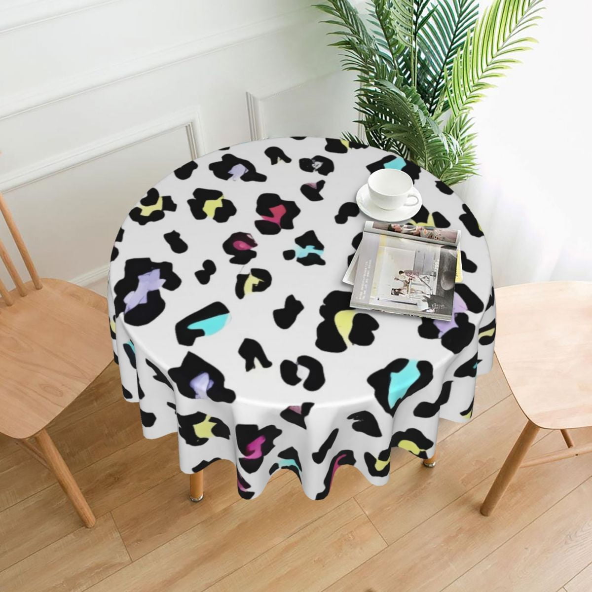 Colorful Leopard Tablecloth Animal Modern Round Table Cloth For Kitchen ...