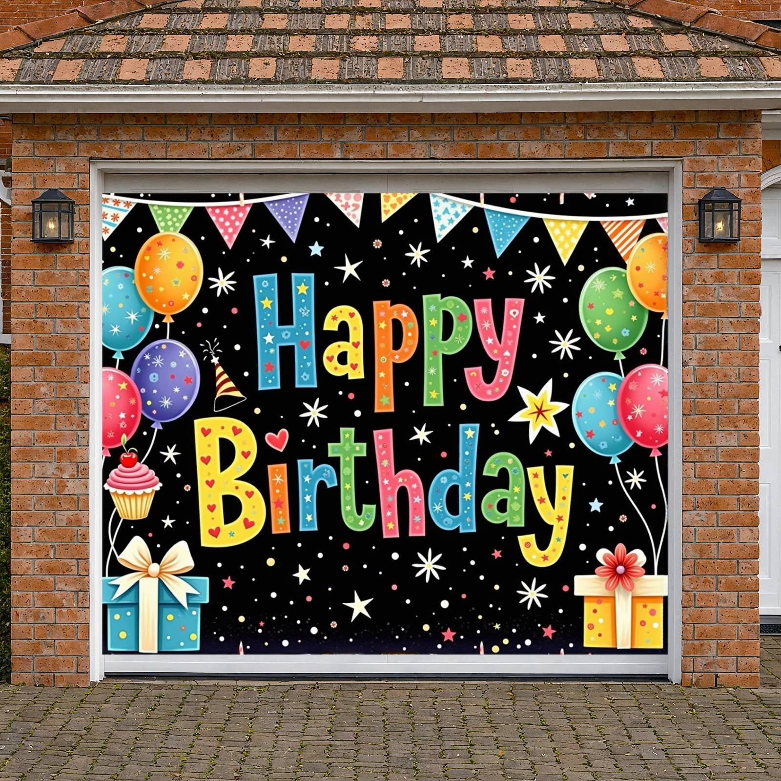 Colorful Letters Banner Festive Balloons Birthday Party Display Cupcake ...