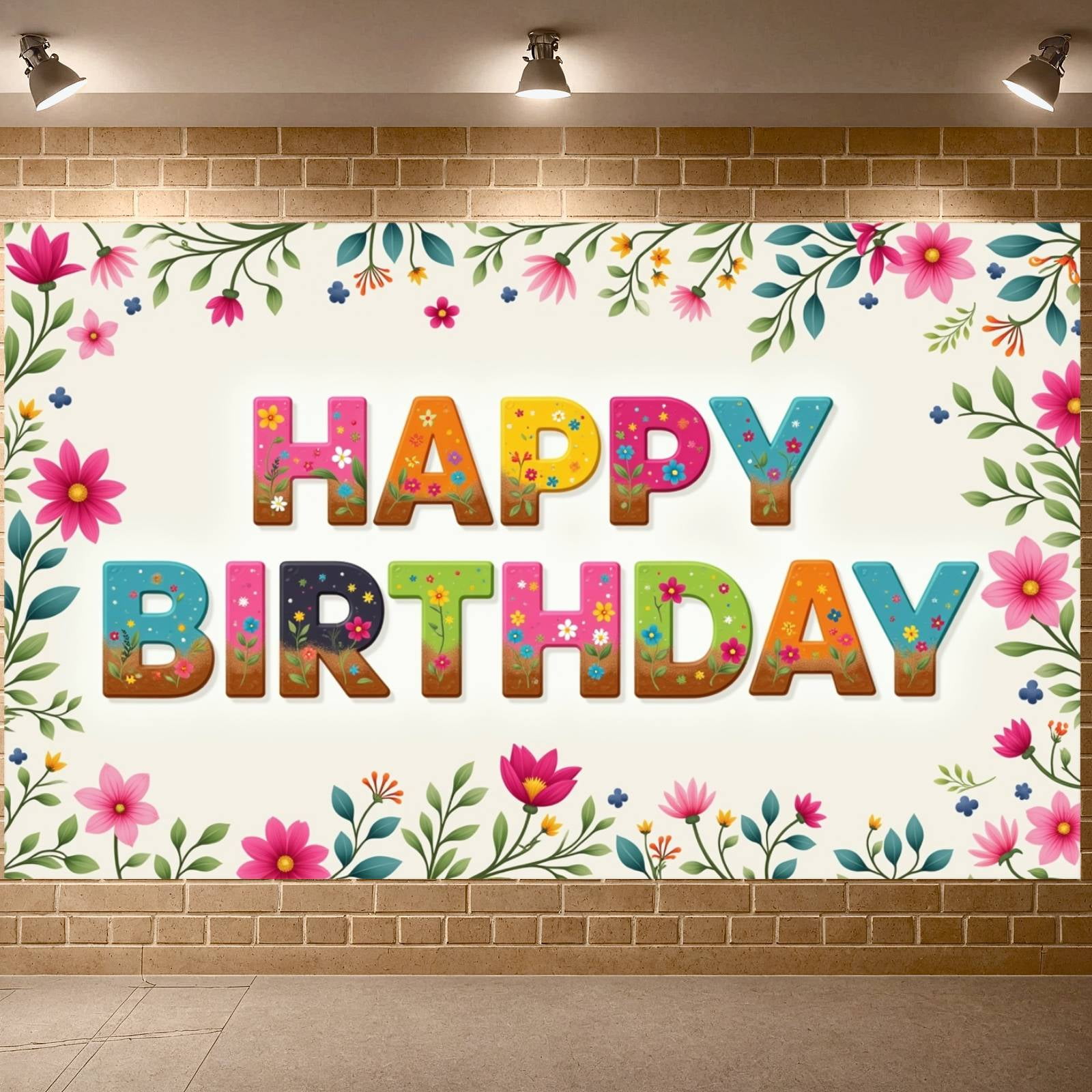 Colorful Letters Banner Floral Decor Floral Birthday Display Botanical ...