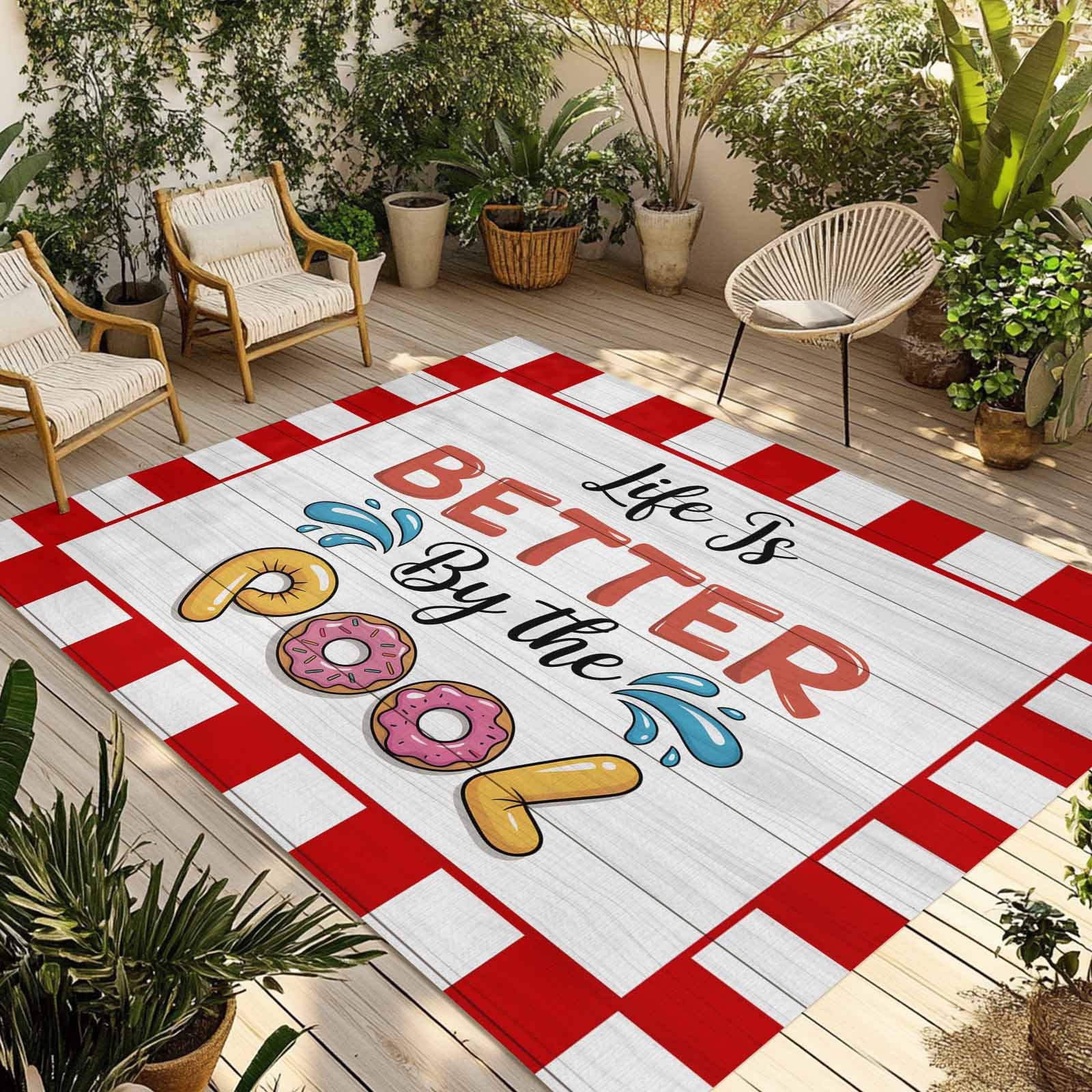 Colorful Letters Outdoor Rug 5x7 Ft - Reversible Patio Rug Outdoor ...