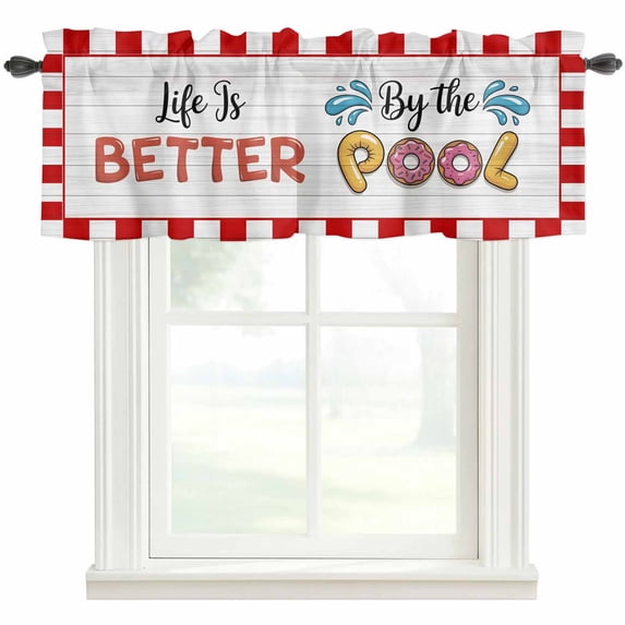Colorful Letters Rod Pocket Curtain Valance, Boho Summer Swimming ...