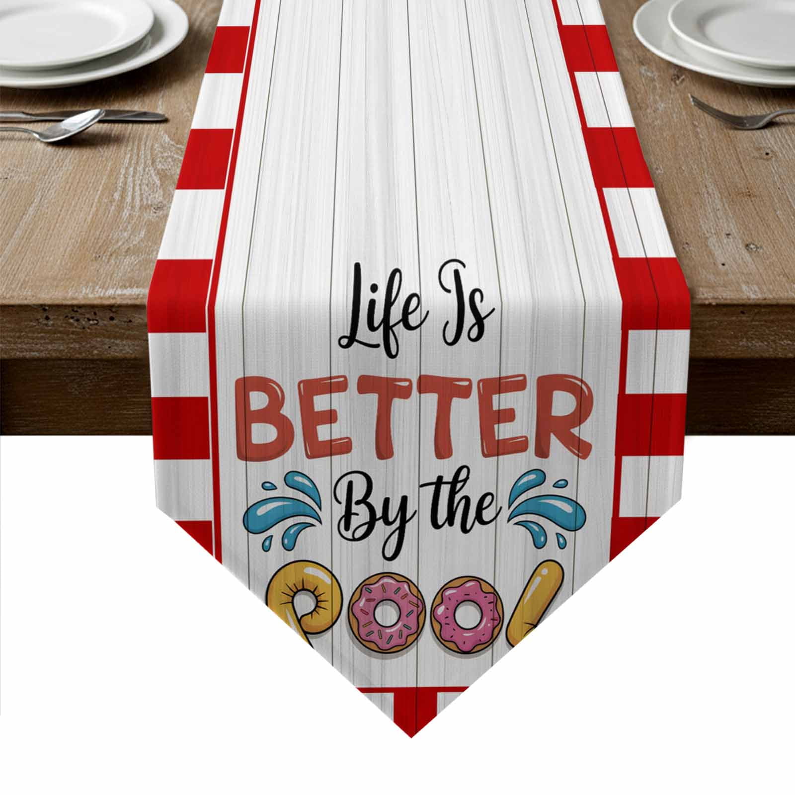 Colorful Letters Table Runner Linen Burlap Table Runner 120 Inches Long ...