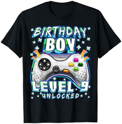 Colorful Level 9 Unlocked Video Game Controller T-Shirt for 9th ...