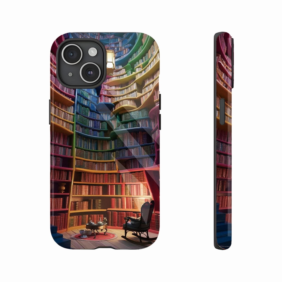 Colorful Library Book Nook Phone Case - Vibrant Retro Bookshelves ...