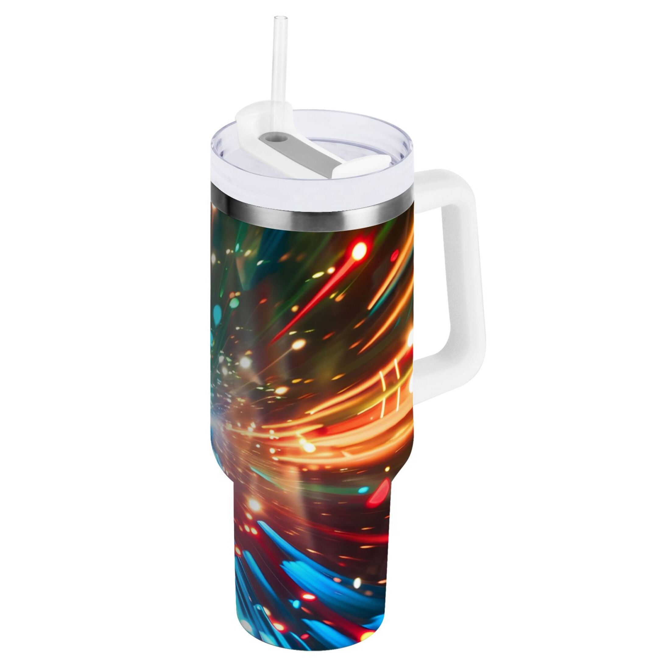 Colorful Light Beams 30 oz Tumbler with Handle and Straw Lid Vacuum ...