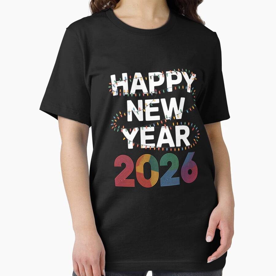 Colorful Light Burst Happy New Year 2026 Festive Night Unisex T-Shirt ...