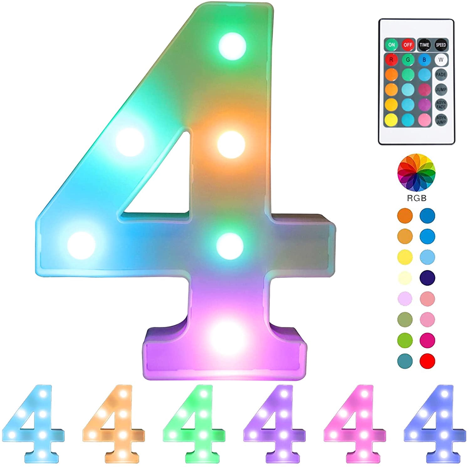Colorful Light Up Numbers with Remote, Color Changing LED Marquee ...