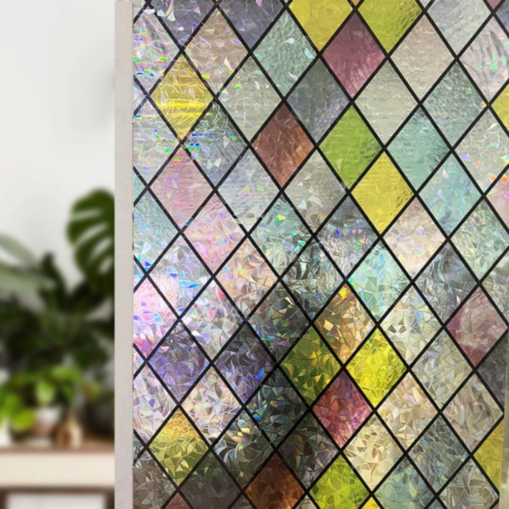 Colorful Light-Transmitting Glass Stickers,Heat-Insulating Diamond Grid ...