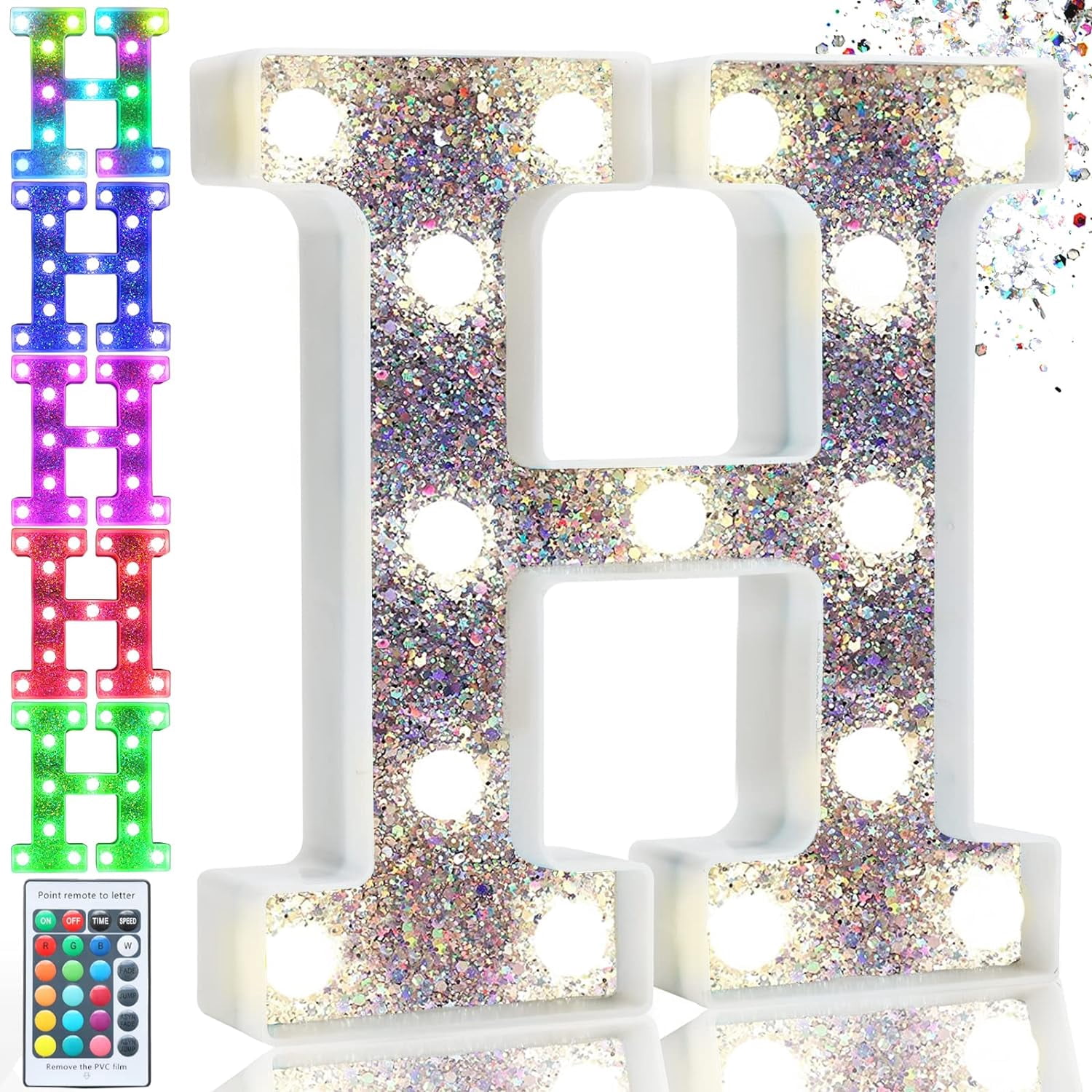 Colorful Light Up Letters, Silver LED Marquee Letter Lights Battery ...