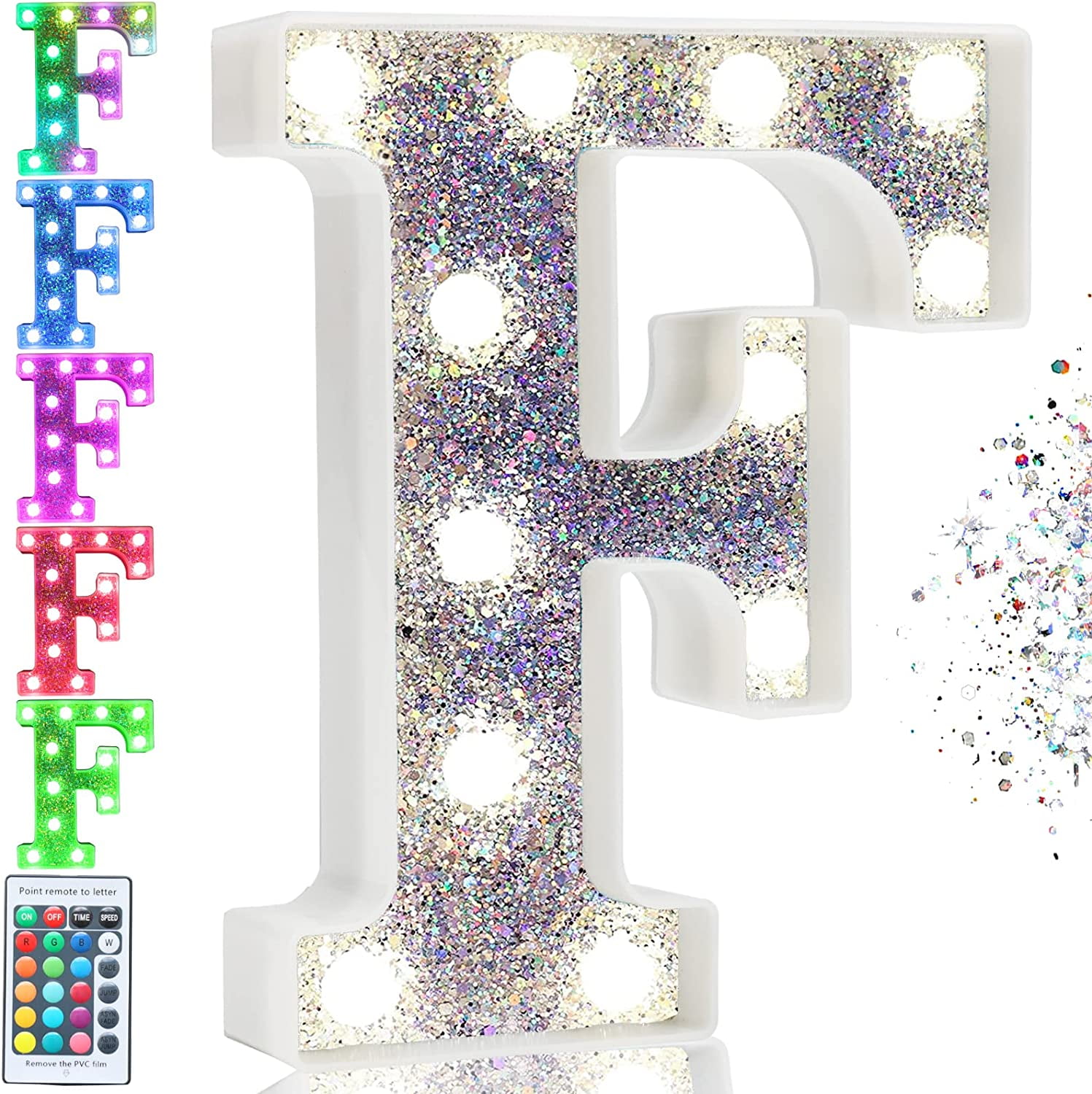 Colorful Light Up Letters, Silver LED Marquee Letter Lights Battery ...