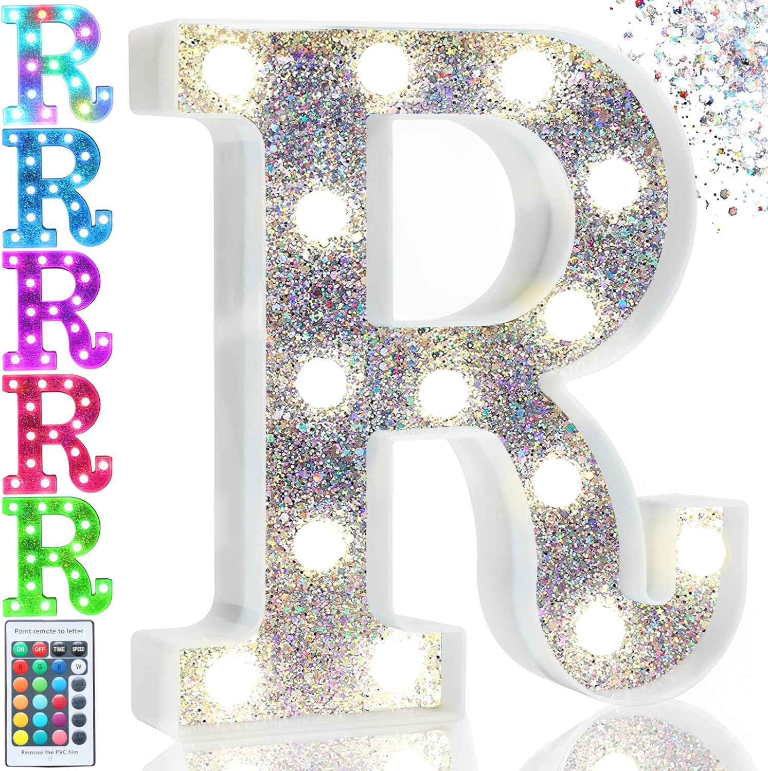 Colorful Light Up Letters, Silver LED Marquee Letter Lights Battery ...