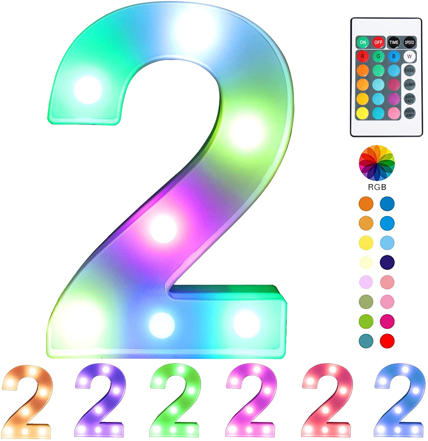 Colorful Light Up Numbers with Remote, Color Changing LED Marquee ...
