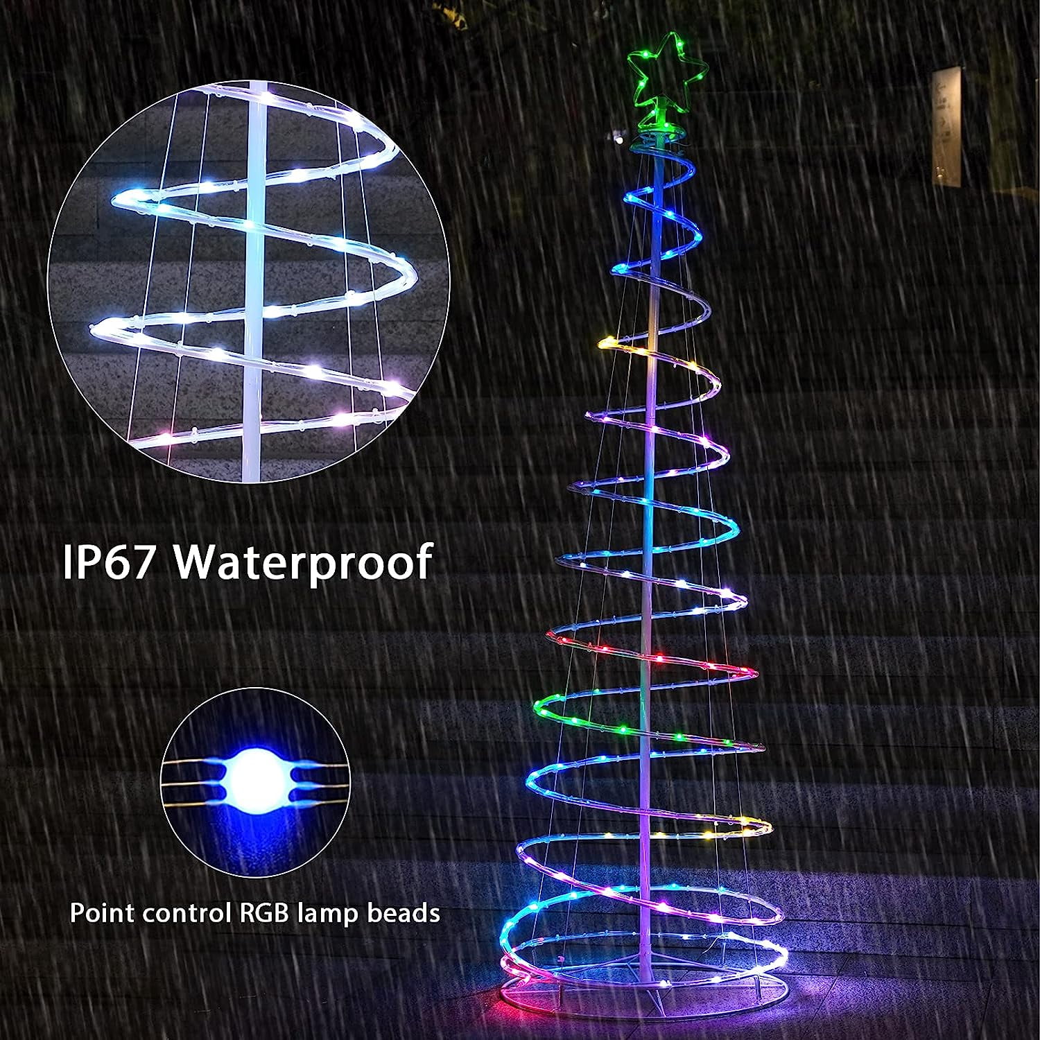 Colorful Lighted Spiral Christmas Tree Lights with Remote, 6FT ...