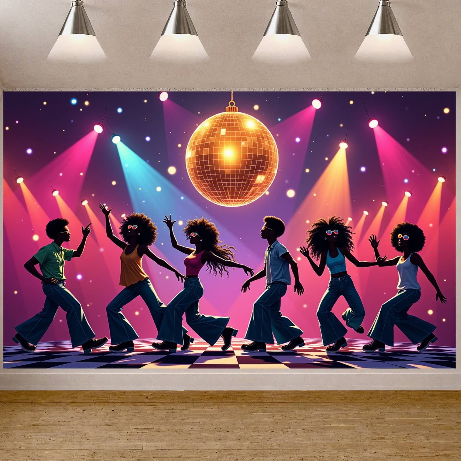 Colorful Lights Disco Party Banner Retro Dance Display Groovy Design ...