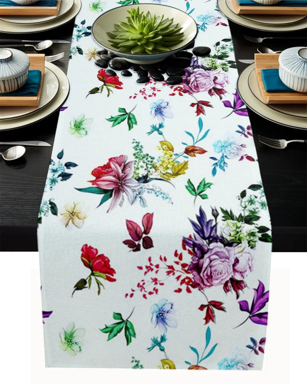 Colorful Lily Of The Valley Roses Table Runner Home Wedding Table Flag ...