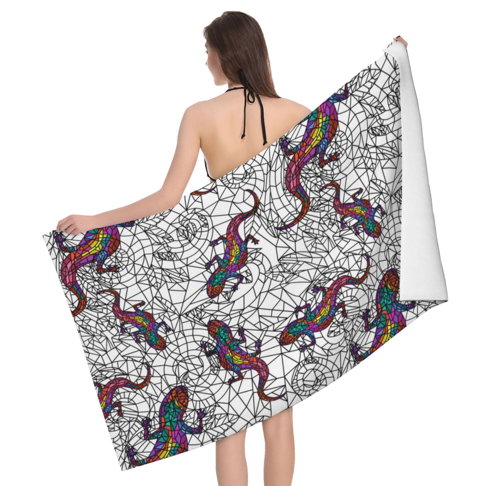 Colorful Lines Lizard Gecko Bath Towel, Highly Absorbent towels for ...