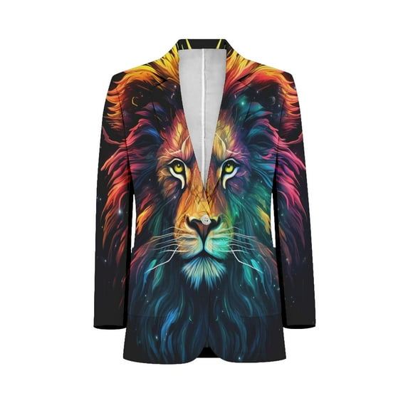 Colorful Lion Art Mens Suits Shawl Collar Slim Fit Suit Mens Groom ...