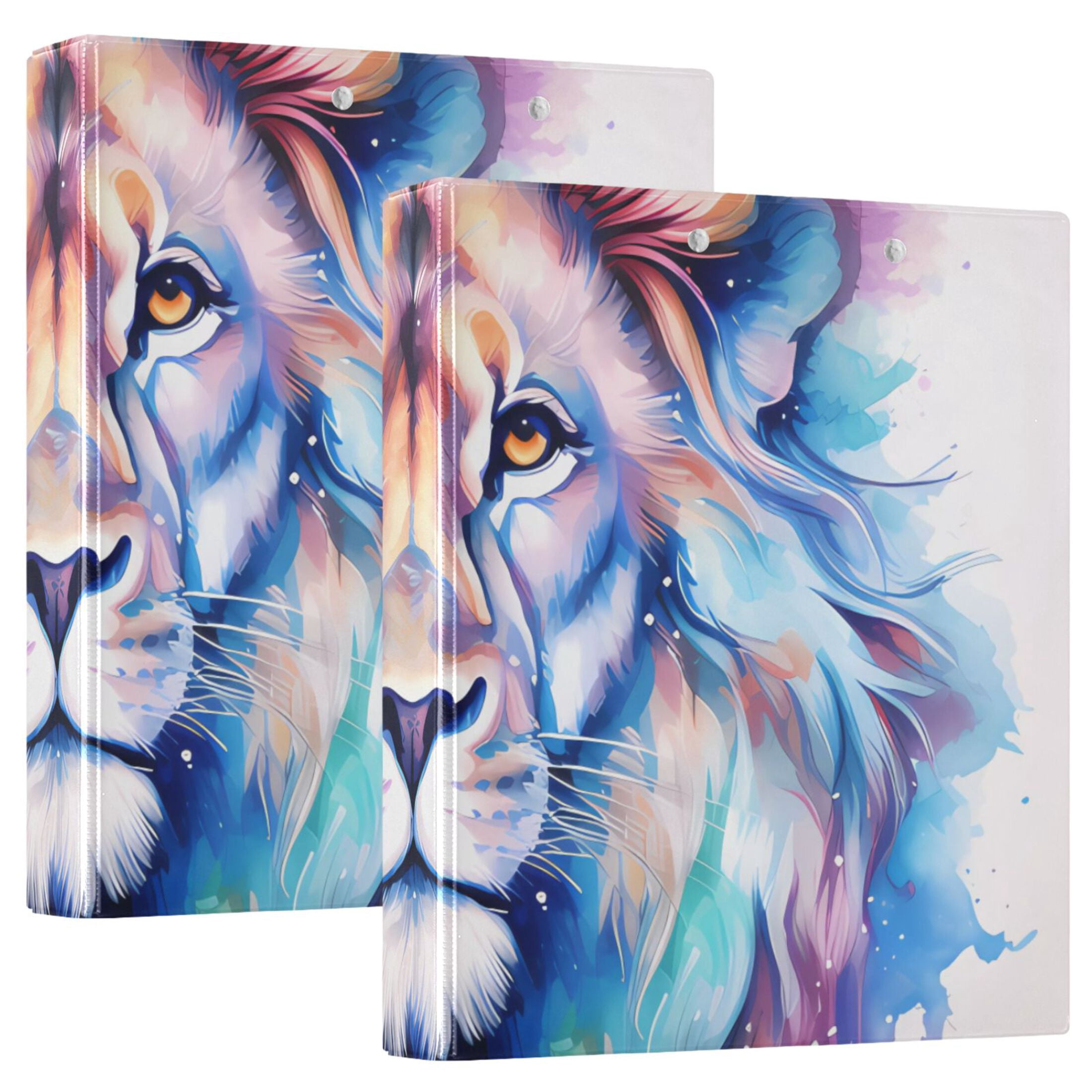 Colorful Lion Face 3 Ring Binders 1.5 inch Hardcover File Folders with ...