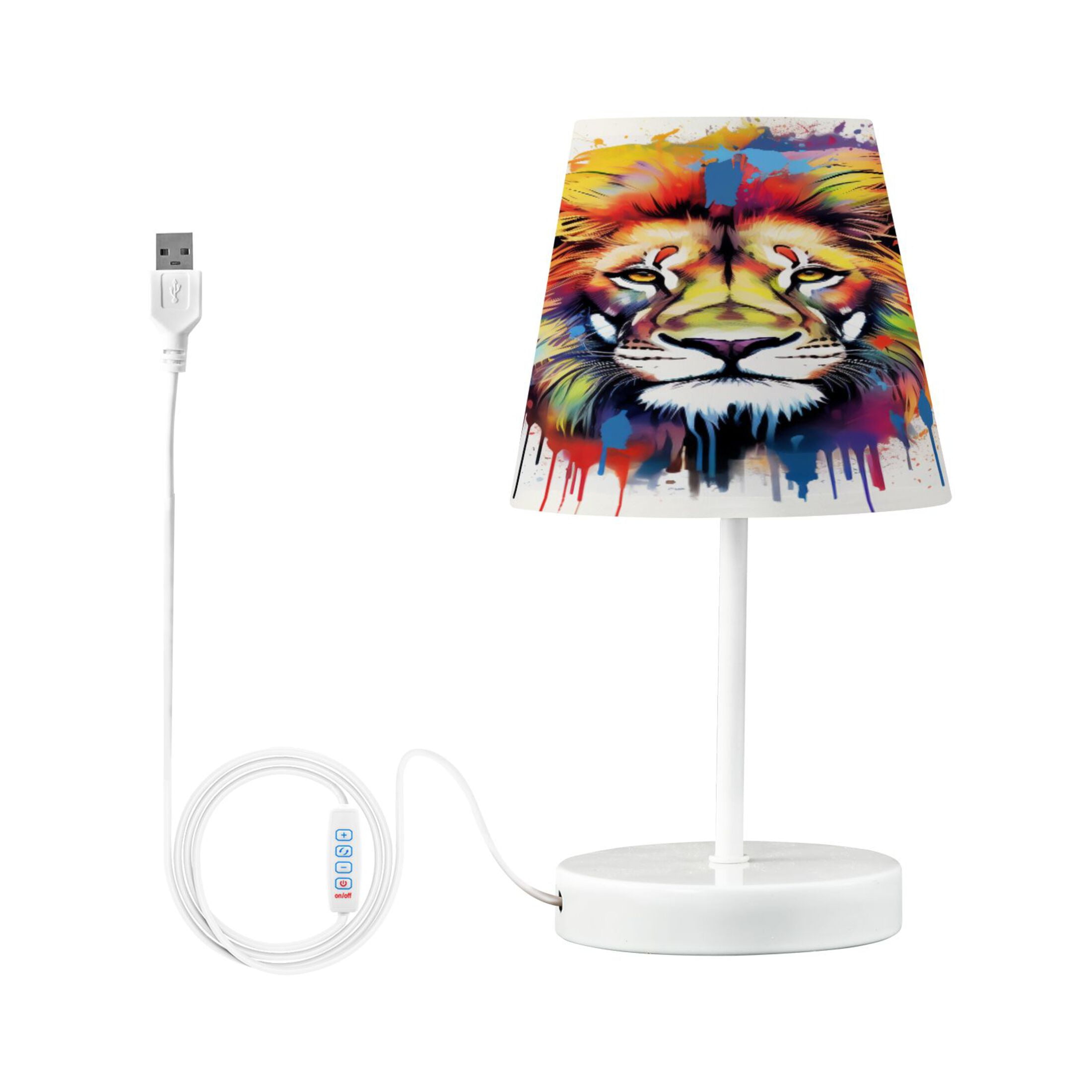 Colorful Lion Head Desk Lamp LED Table Nightstand Lamps with 3 Color ...