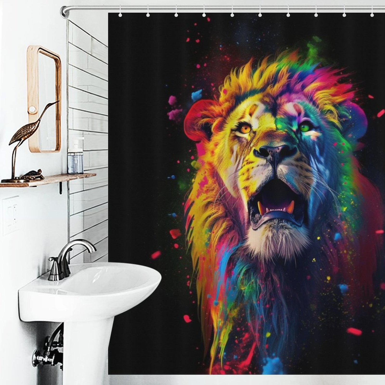 Colorful Lion Roar ArtShower Curtains for Bathroom Showers Bath Folding ...