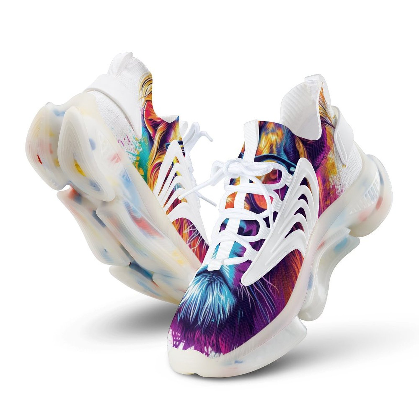 Colorful Lion with Glasses Art Walking Shoes for Men Woman Lightweight ...