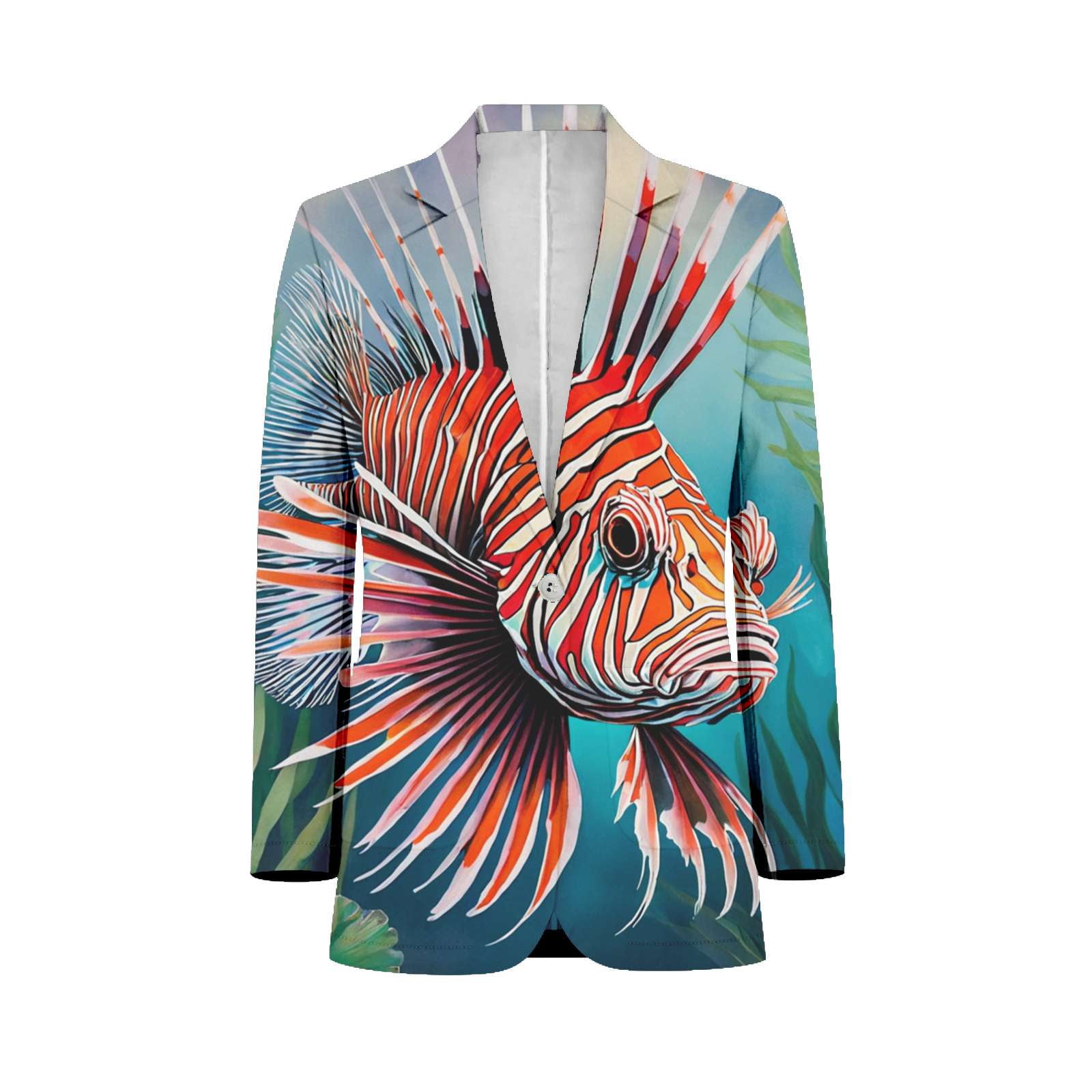 Colorful Lionfish Art Print Mens Suits Shawl Collar Slim Fit Suit Mens ...