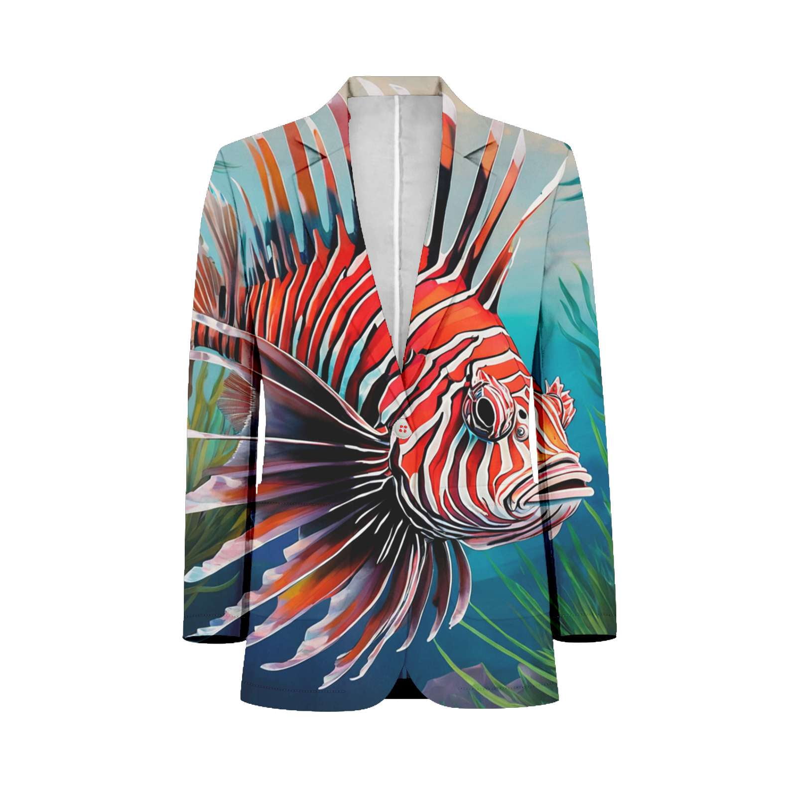 Colorful Lionfish Art Print Mens Suits Shawl Collar Slim Fit Suit Mens ...