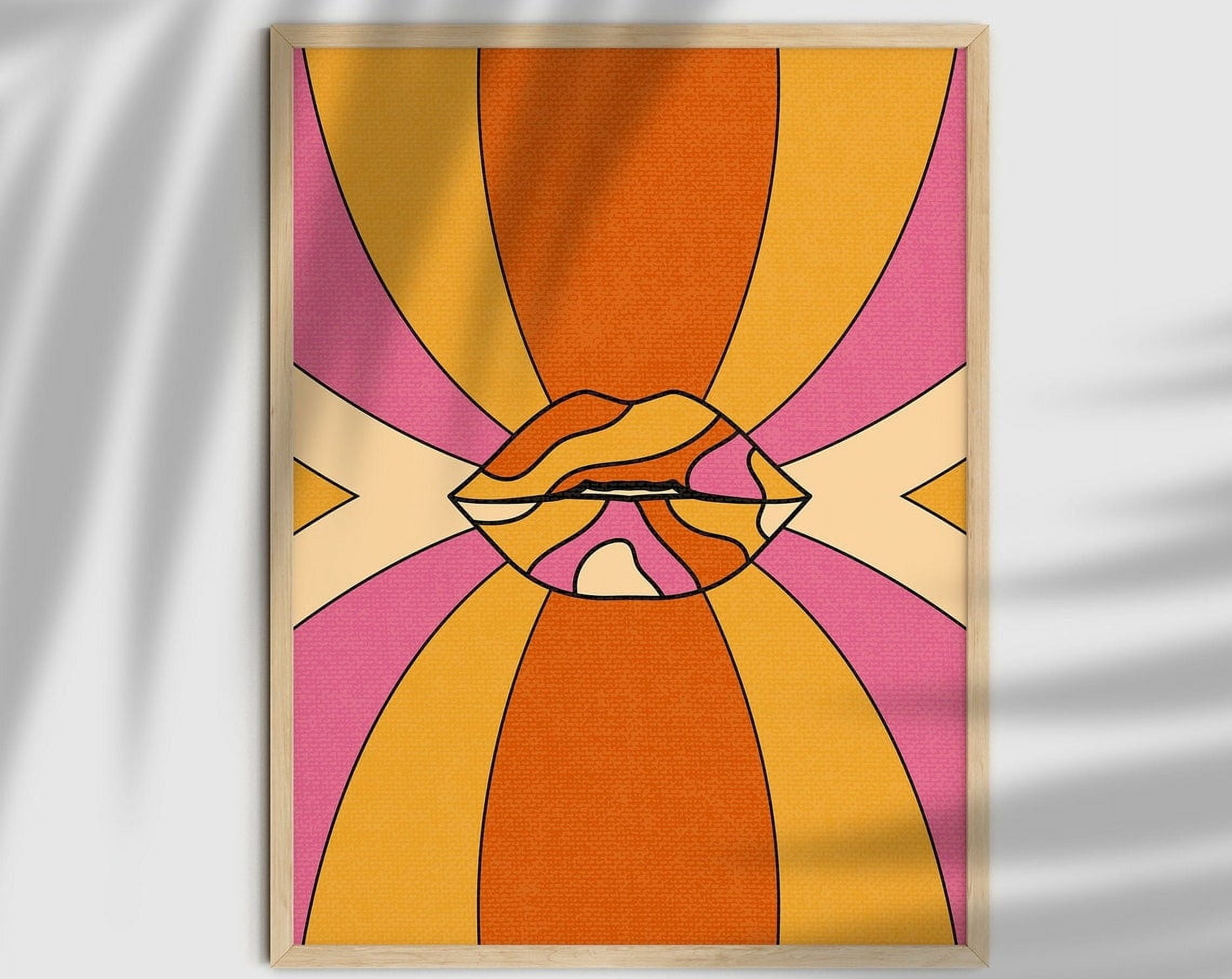 Colorful Lip Poster, Retro 70S Home Decor, Psychedelic Poster, Abstract ...