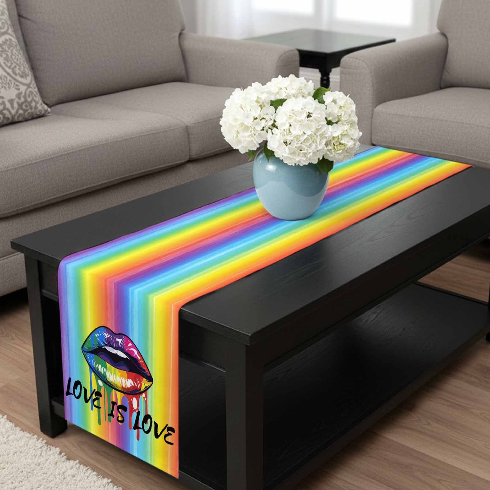 Colorful Lip Rainbow Color Ombre Table Runner 72 Inches Long,Kitchen ...